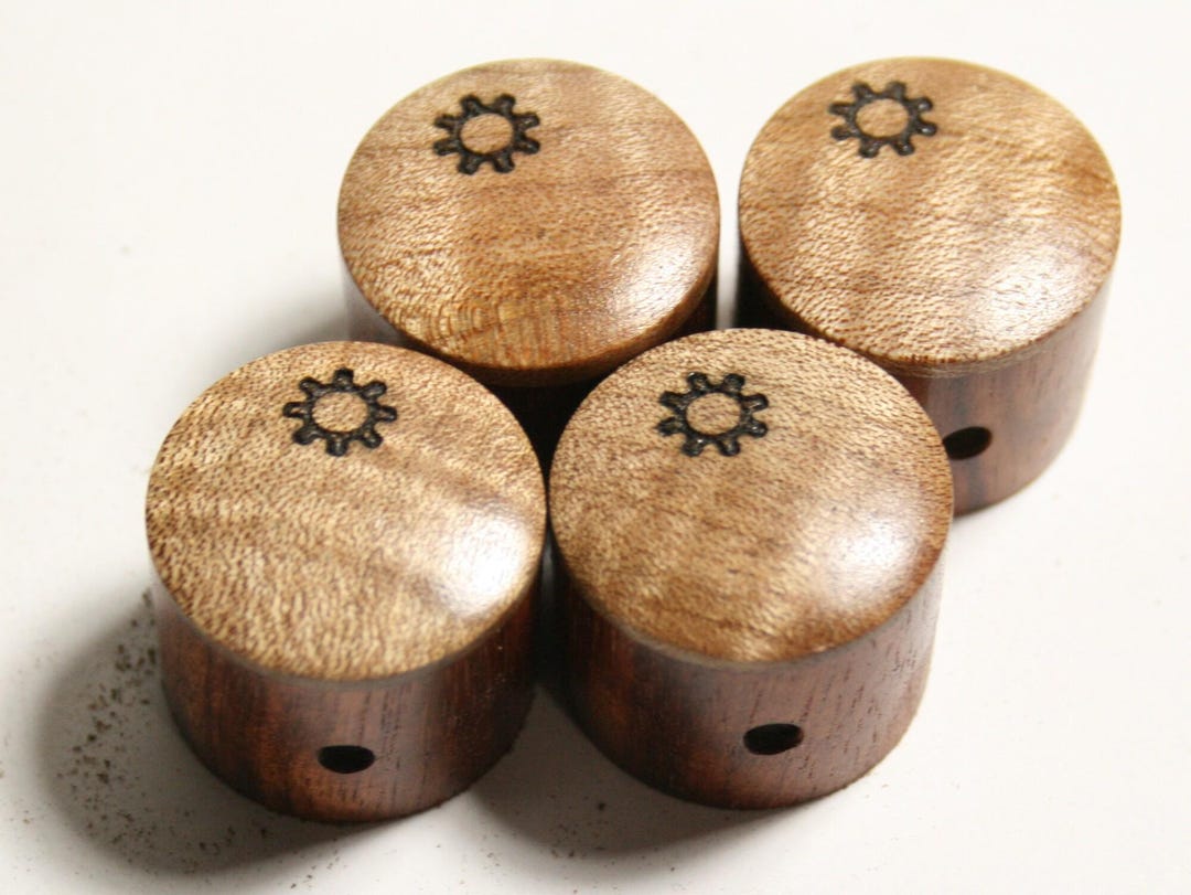 Set of 4 Rosewood Guitar Knobs With Figured Maple Caps and Laser Etched ...