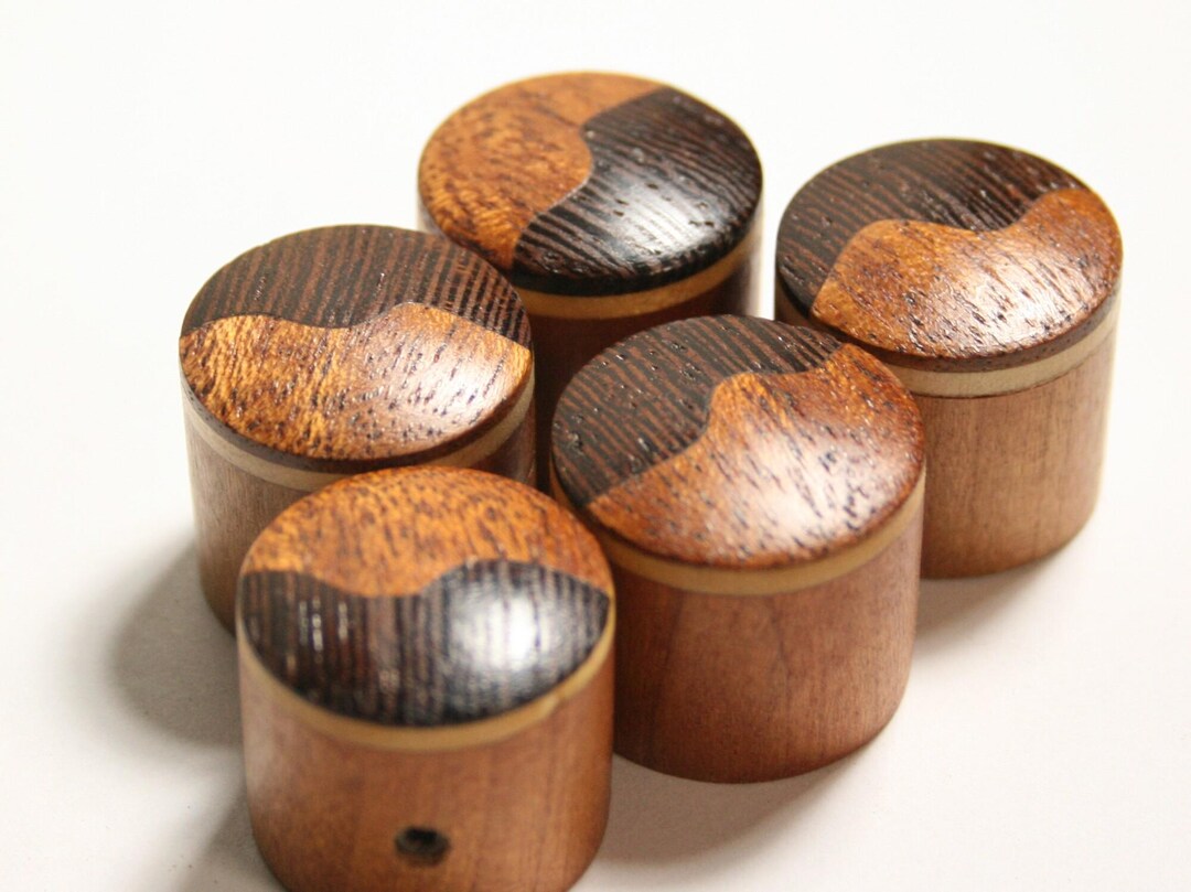 Set of 5 Cherry Guitar Knobs With Wenge and African Mahogany Caps (20mm ...