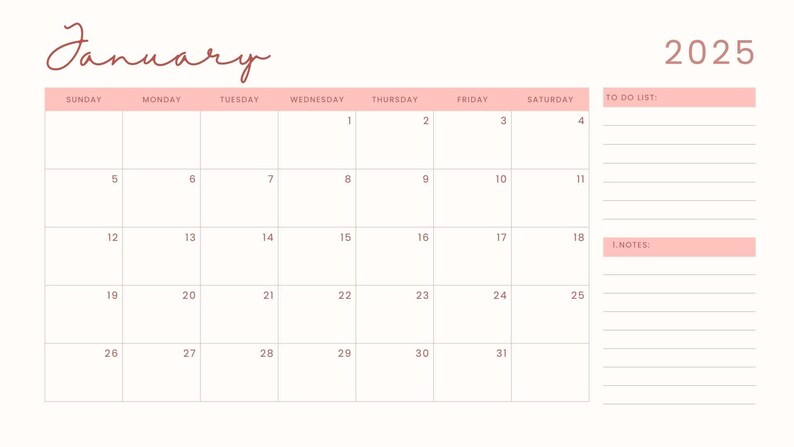 2025 Calender (pink) - Etsy