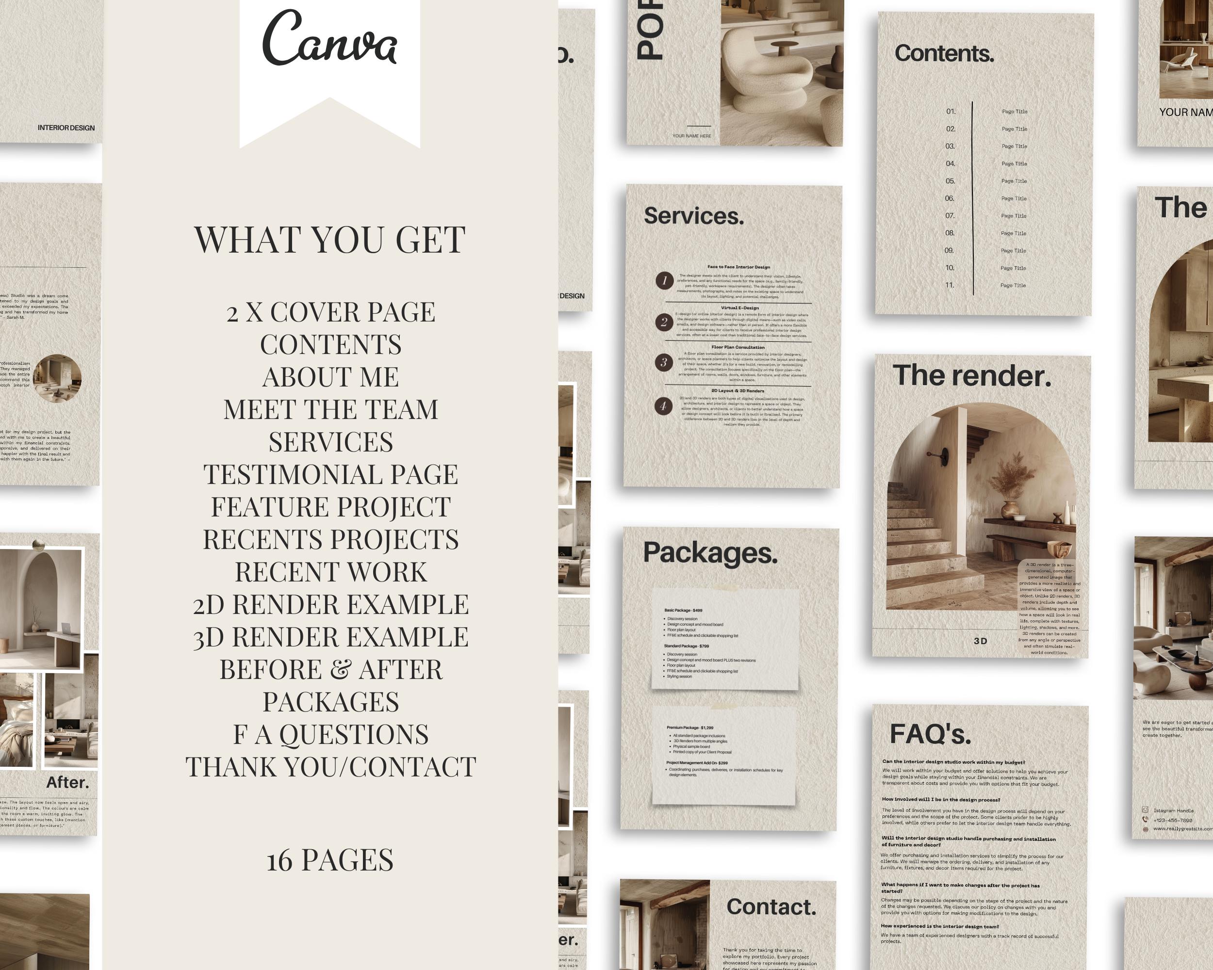 Portfolio Template, Canva Template, Interior Design, Creative Portfolio ...