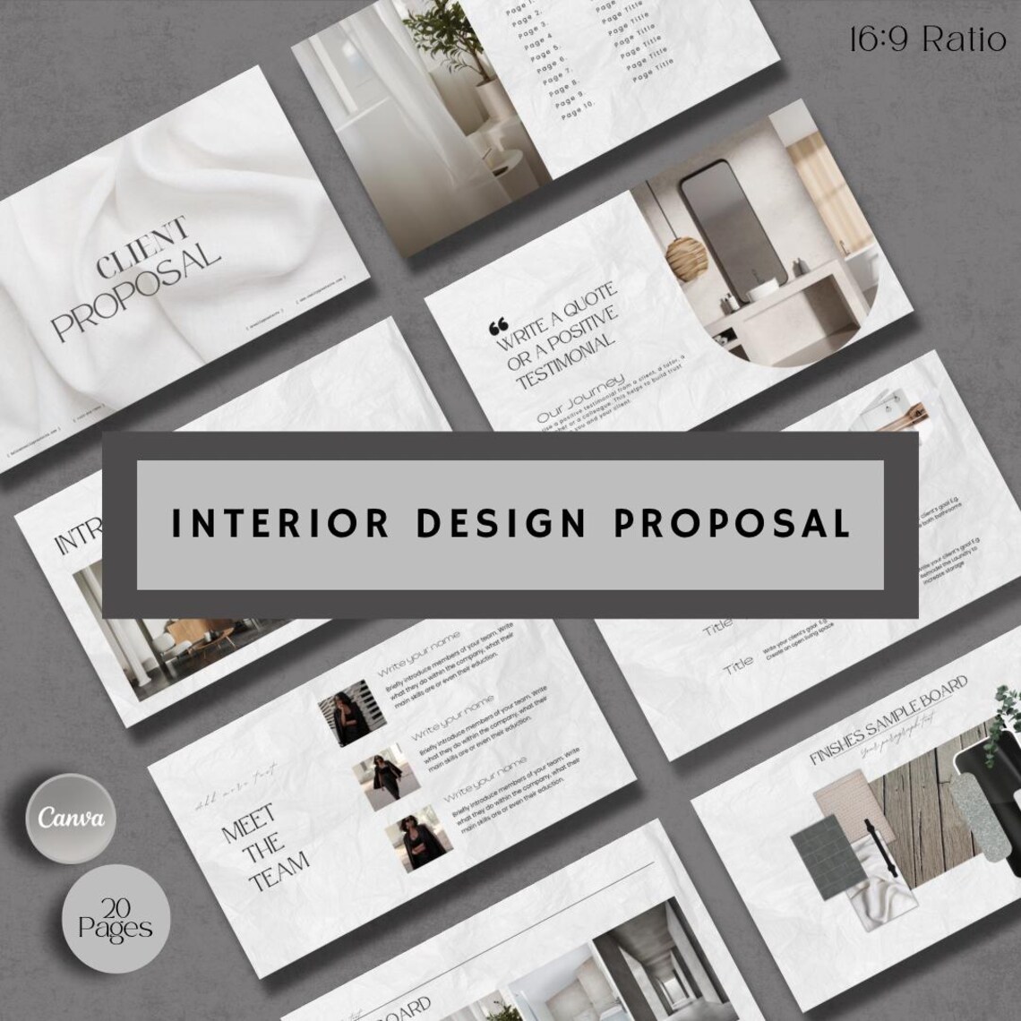 Interior Design Client Proposal Minimalist Design, Canva Template ...