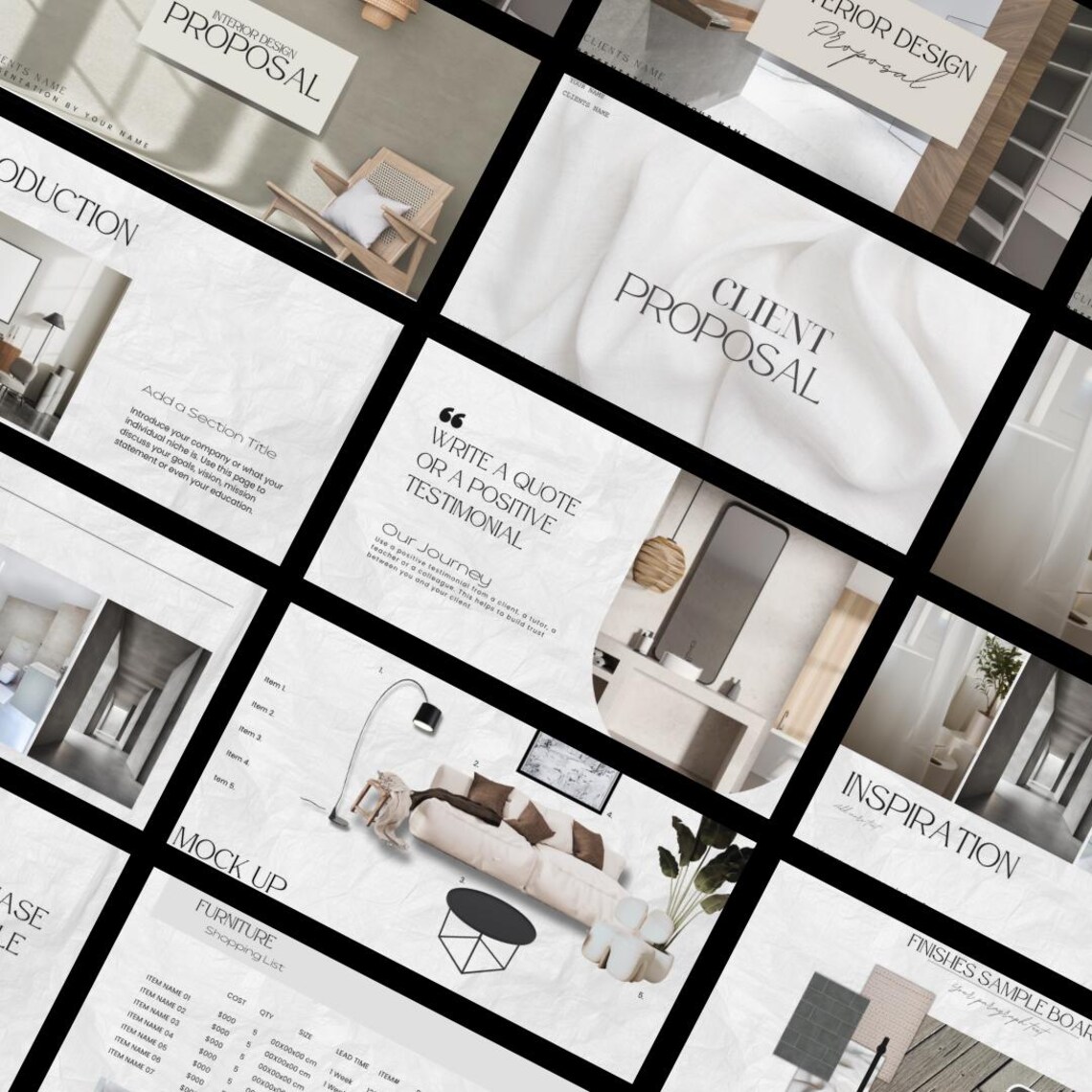 Interior Design Client Proposal Minimalist Design, Canva Template ...