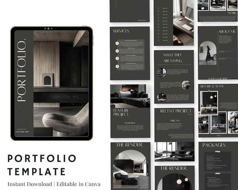 Interior Design Portfolio Template, Portfolio for Creatives, Canva ...