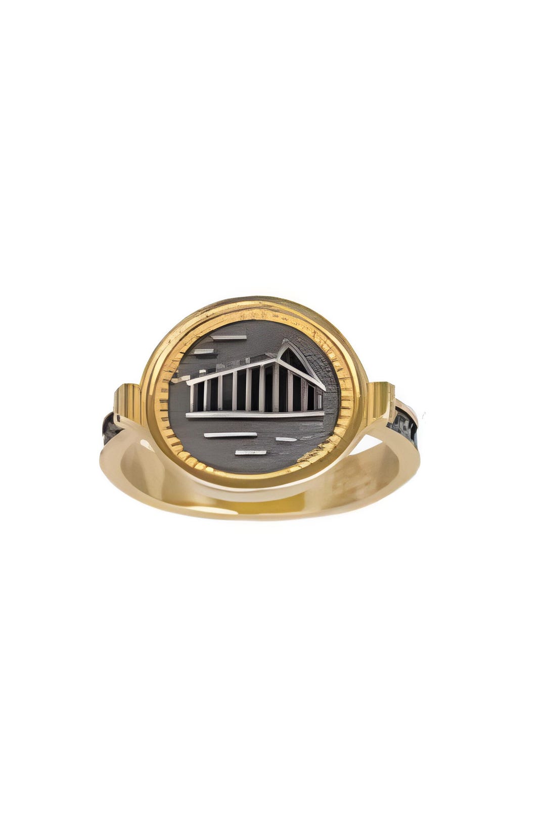 Parthenon Temple Ring, Silver Gold Plated, Acropolis Design, Statement ...