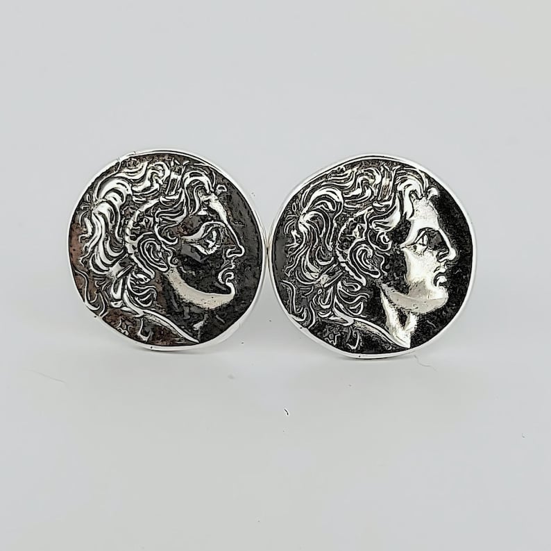 Alexander Cufflinks, Sterling Silver Classical Coin Design - Etsy