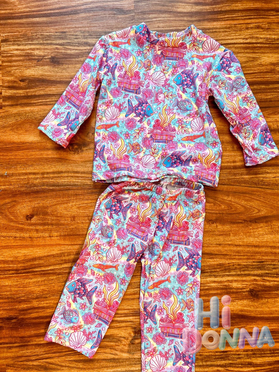 Rainbow Fish Pajama Set: Handmade Rib-knit Kids Lounge Wear - Etsy