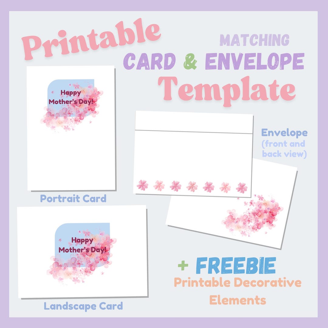 Printable Mother's Day Card & Envelope Template | Digital Download ...