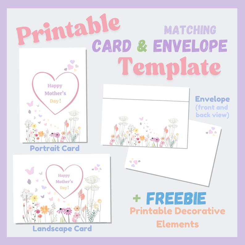 Printable Mother's Day Card & Envelope Template | Digital Download ...