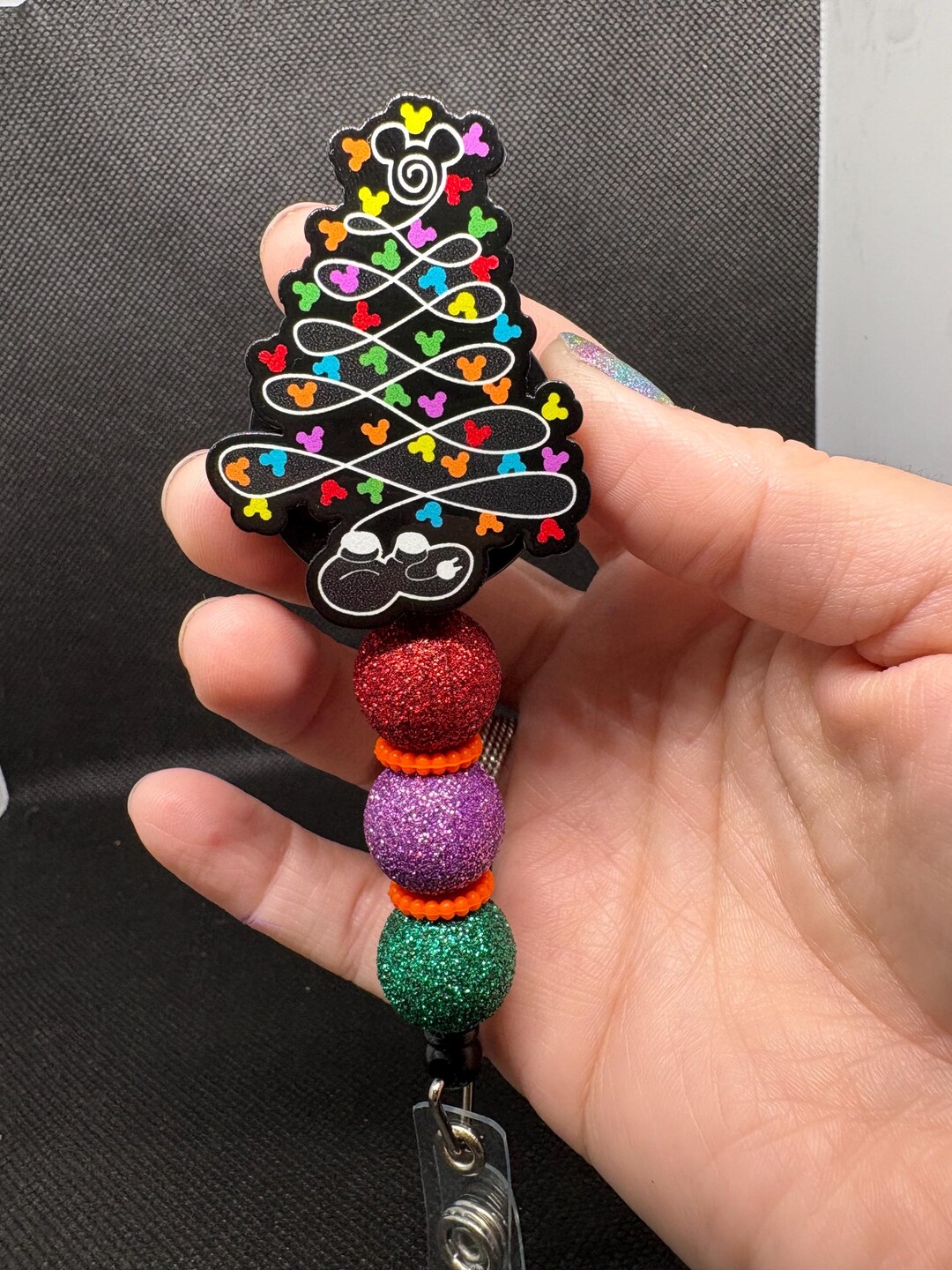 Mickey Christmas Tree Inspired Badge Reel - Etsy