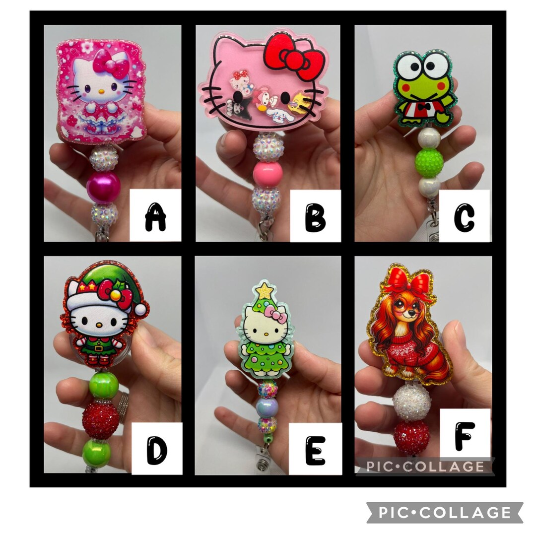 Hello Kitty and Keroppi Badge Reels. This Listing is for ONE Badge Reel ...