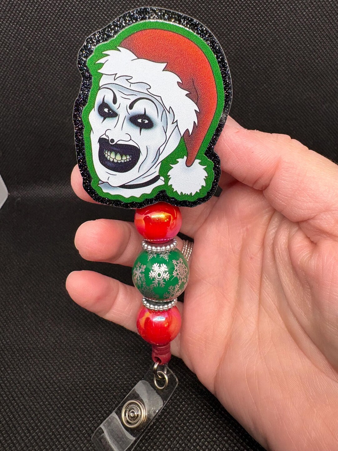 Terrifier Art the Clown Santa Inspired Badge Reel - Etsy