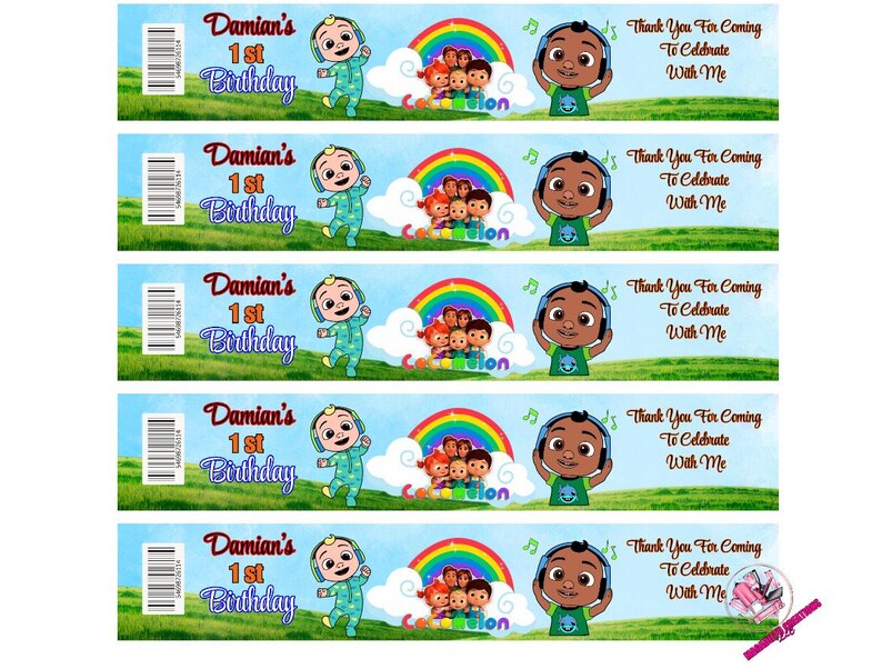 Custom Cocomelon Birthday Bottle Water Label, Personalized Birthday ...