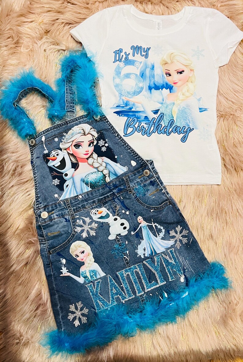 Frozen Custom Birthday Denim Outfit, Elsa Birthday Outfit, Birthday ...