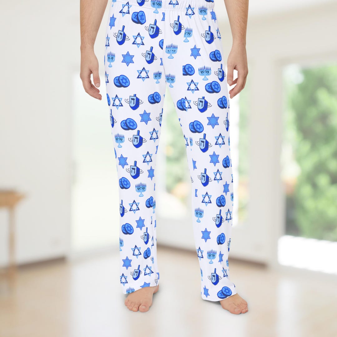 Men's Pajama Pants Cozy Hanukkah Design With Stars and Dreidels ...