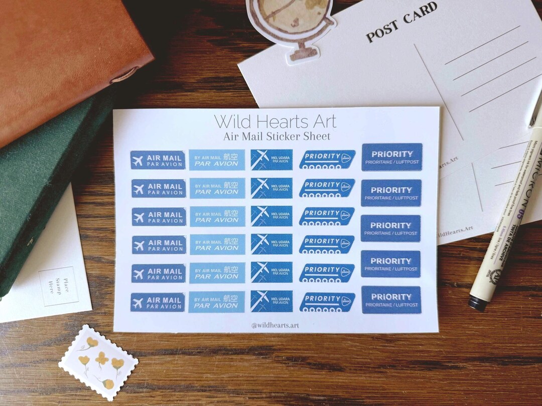 Air Mail Sticker Sheet - Perfect for Scrapbooking and Postcards - Etsy