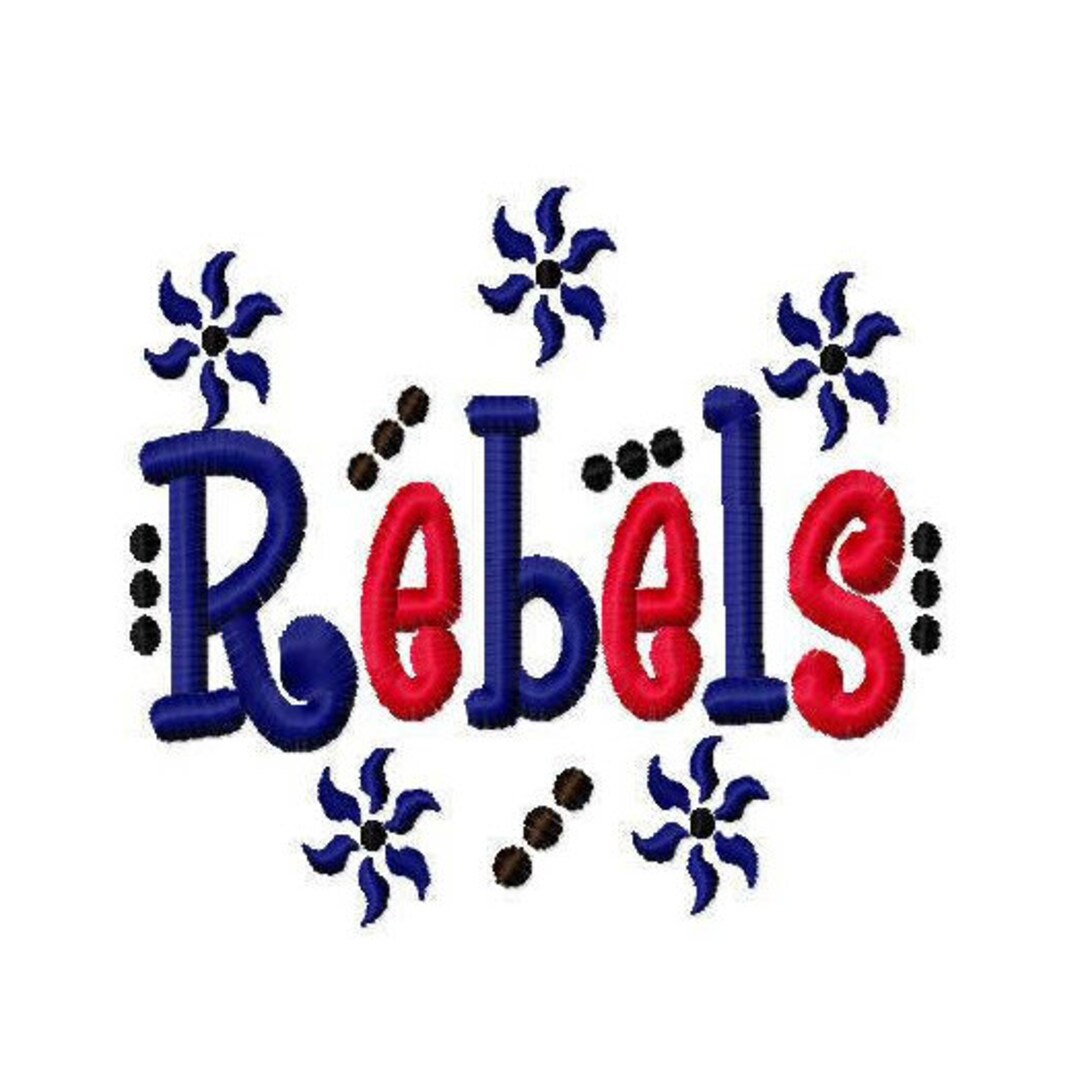 Rebels Applique Machine Embroidery Design 4x4 7x5 10x6 High School Team Instant Download ...