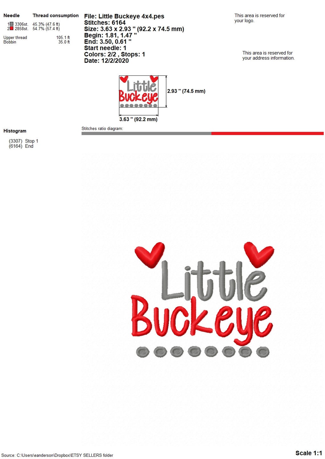 Little Buckeye Machine Embroidery Design 4x4 5x7 6x10 Team Instant ...