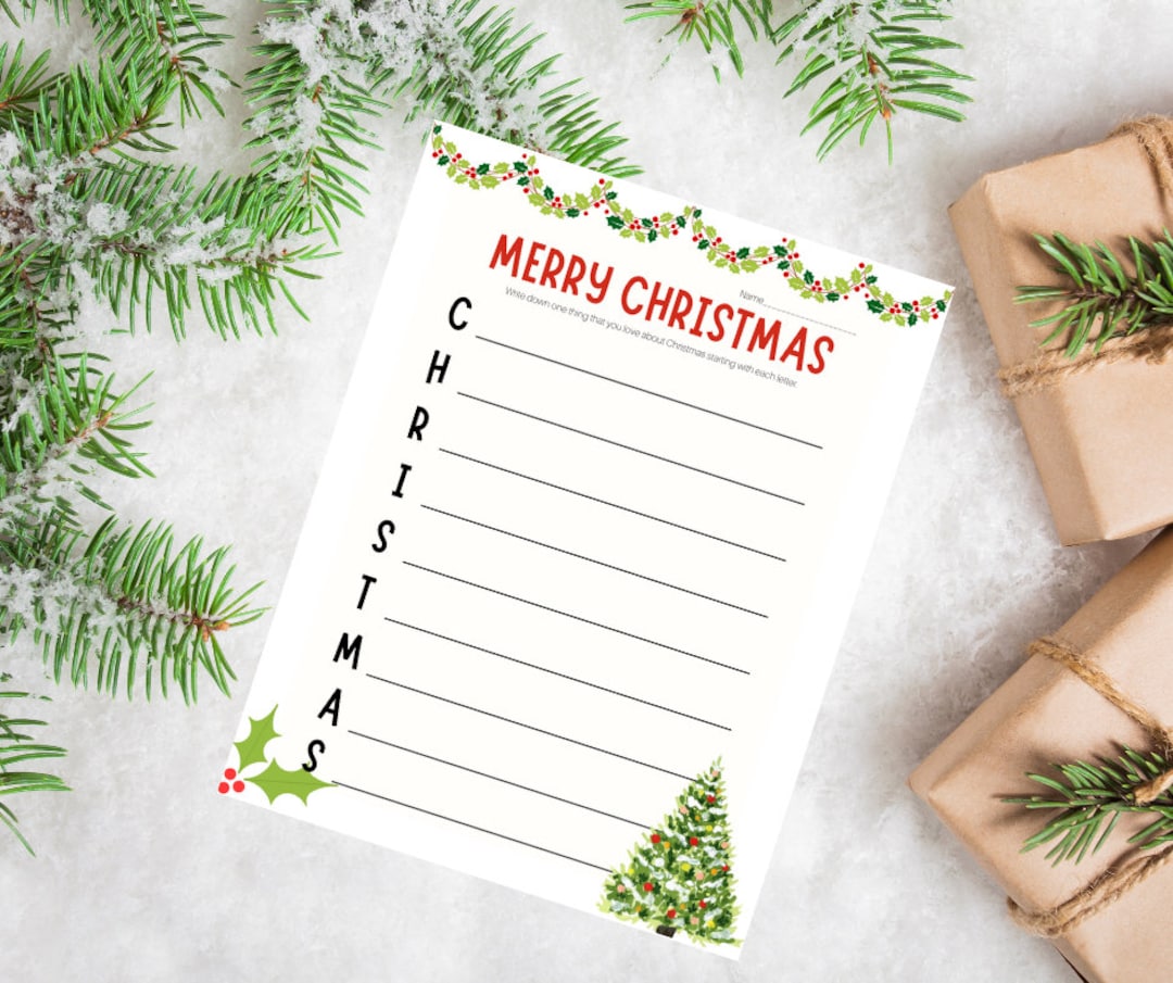 Merry Christmas Word List Digital Download for Children Holiday ...