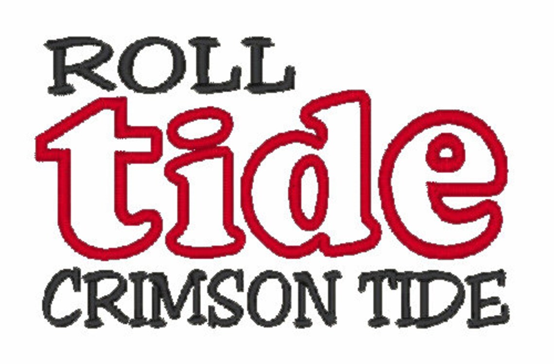 ROLL TIDE Crimson Tide Alabama Applique 4x4 7x5 10x6 Machine Embroidery ...