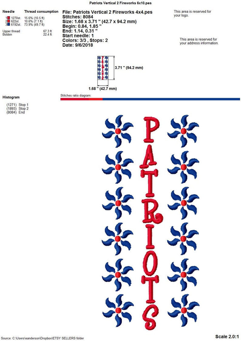 Patriots Vertical Machine Embroidery Design 4x4 5x7 6x10 Team | Etsy