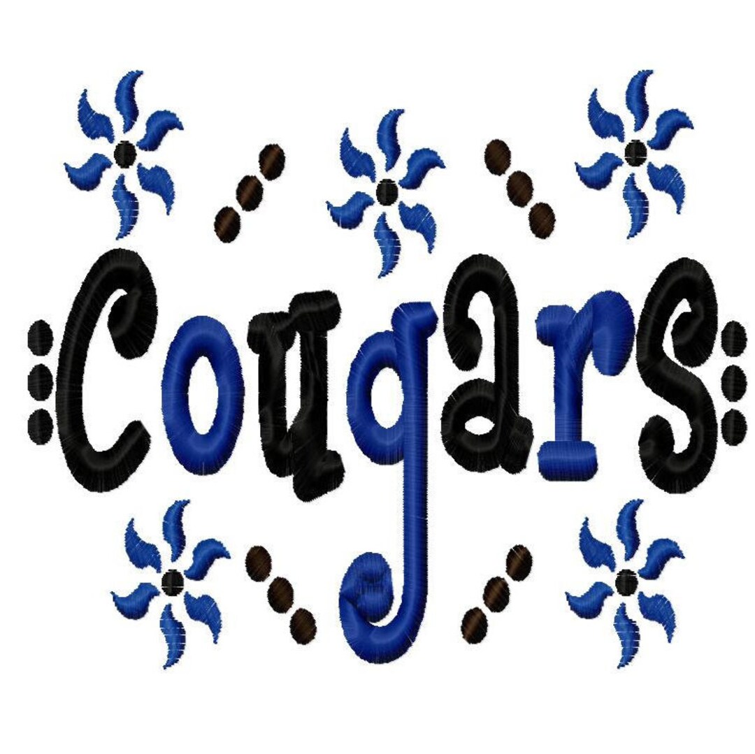 Cougars Applique Machine Embroidery Design 4x4 7x5 10x6 High School Team Instant Download ...