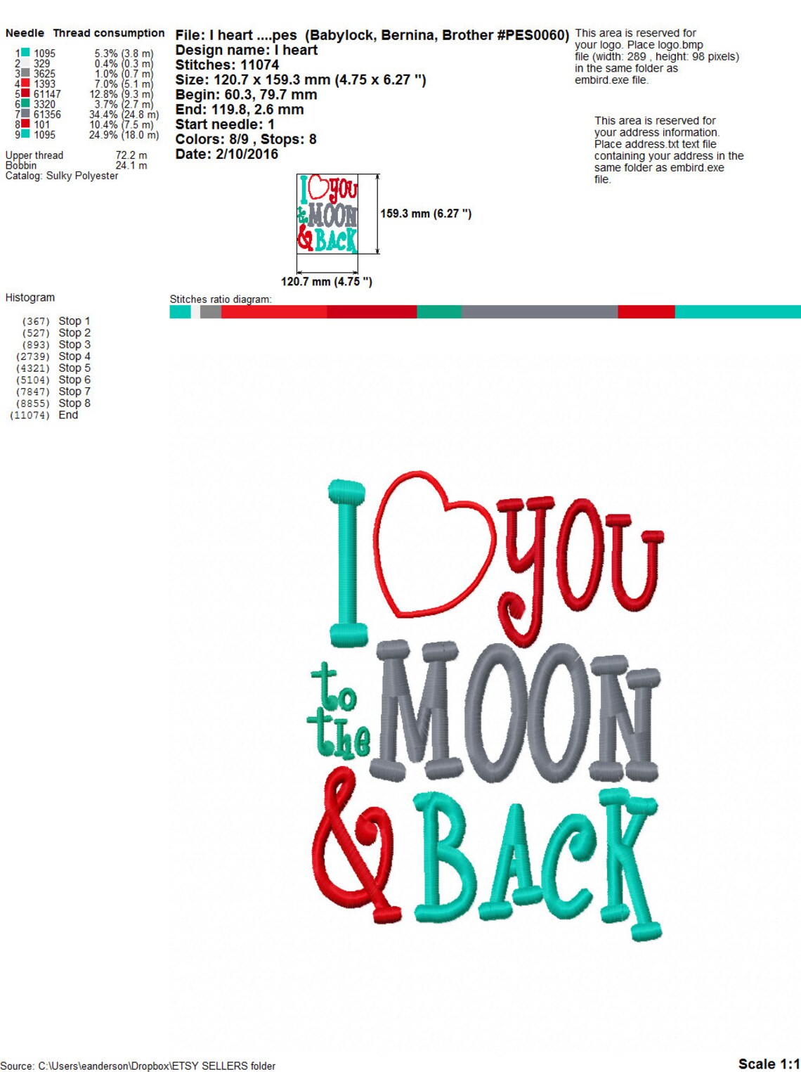 I Love You to the Moon and Back Applique Machine Embroidery | Etsy