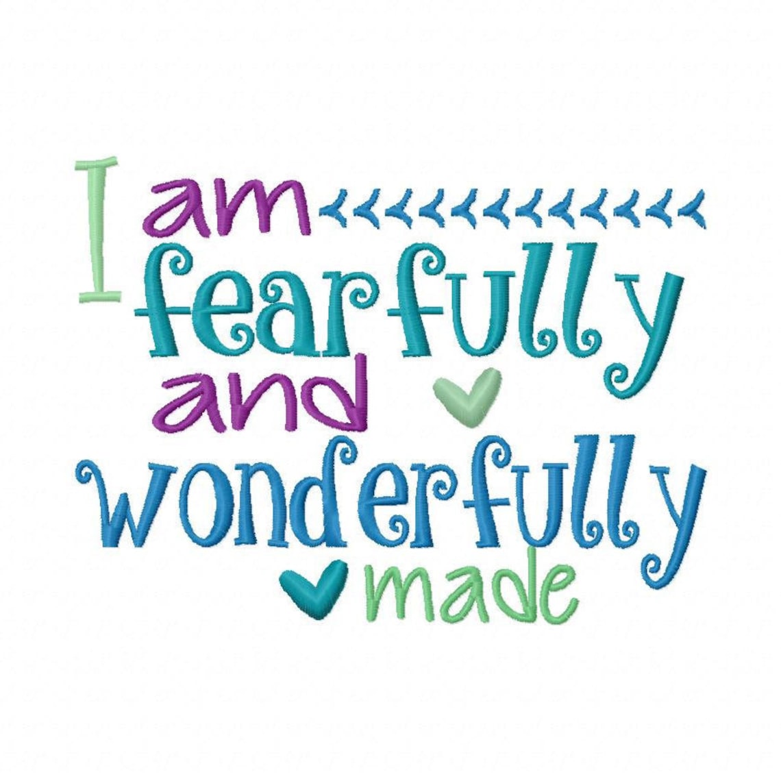 I Am Fearfully and Wonderfully Made Bible Verse 4x4 5x7 6x10 Machine ...