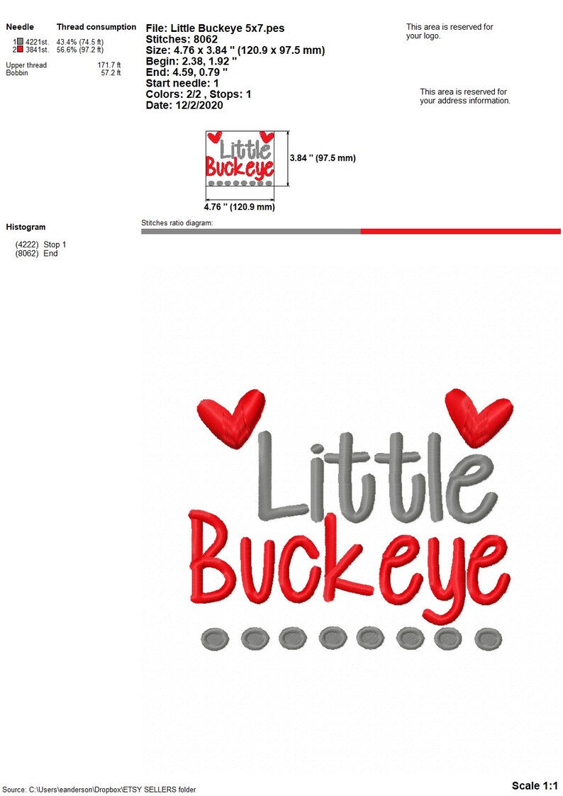 Little Buckeye Machine Embroidery Design 4x4 5x7 6x10 Team Instant ...