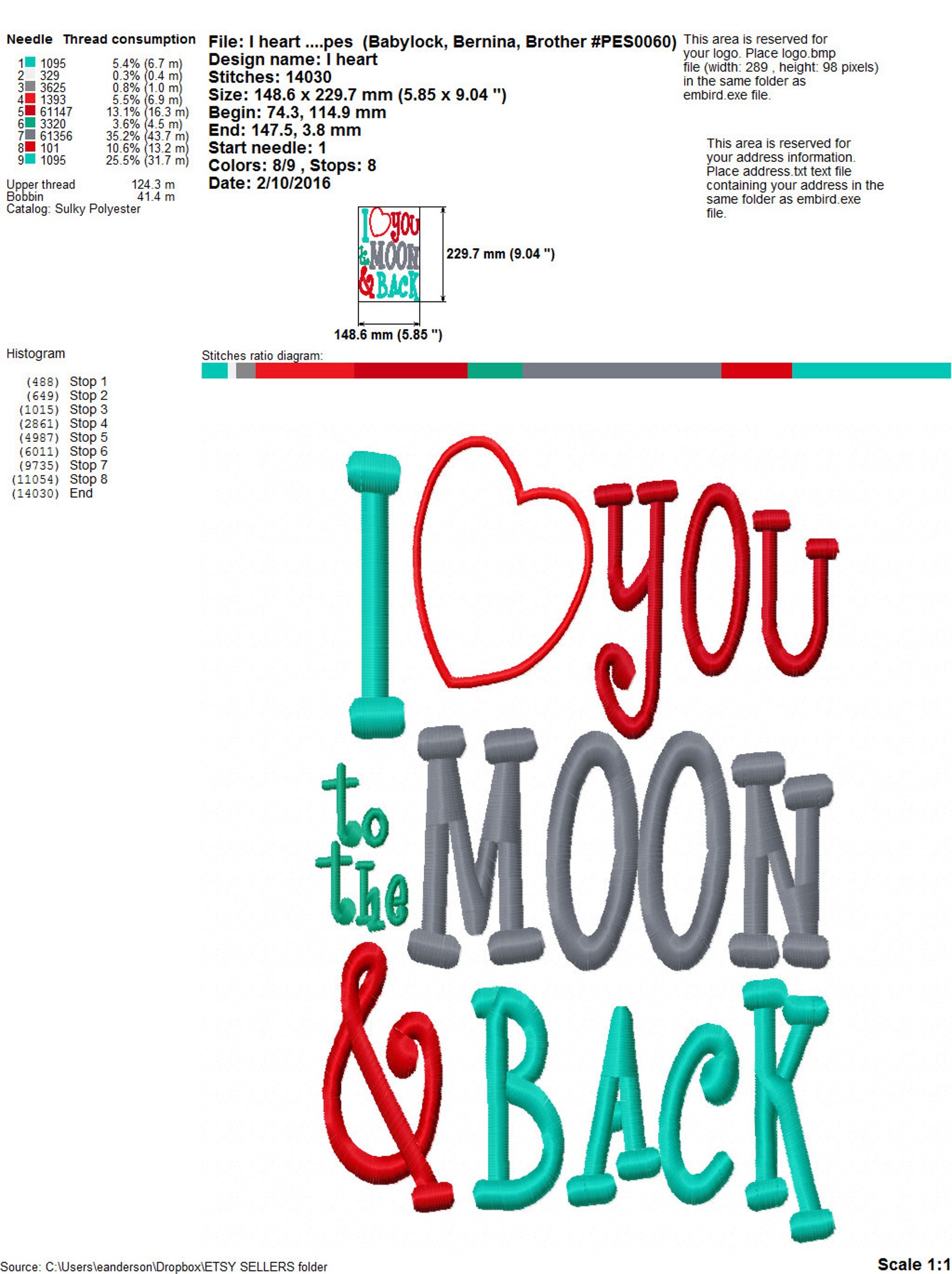 I Love You to the Moon and Back Applique Machine Embroidery | Etsy
