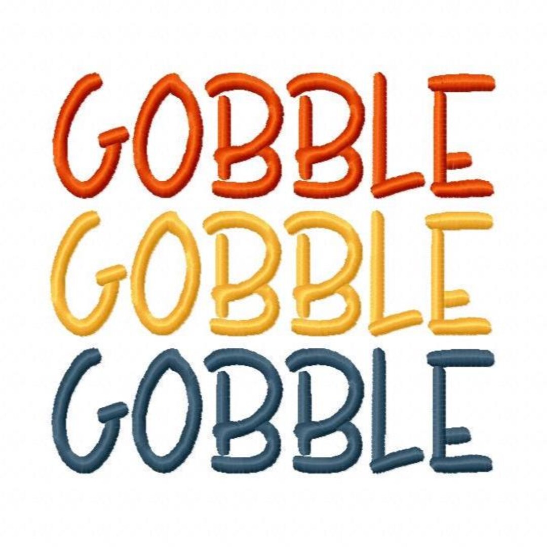 Gobble Gobble Gobble MACHINE EMBROIDERY DESIGN Instant Download 4x4 5x7 ...