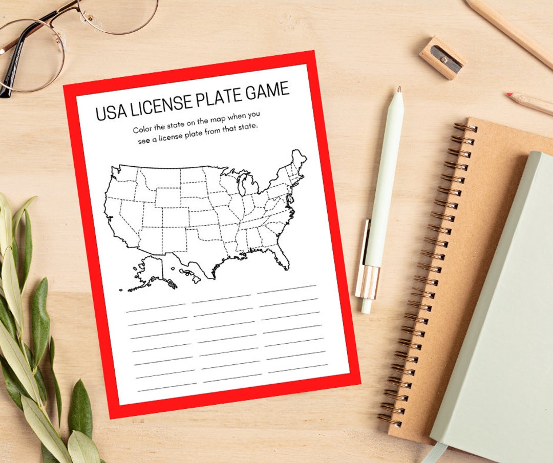 USA License Plate Game Digital Download for Children Holiday Vacation ...
