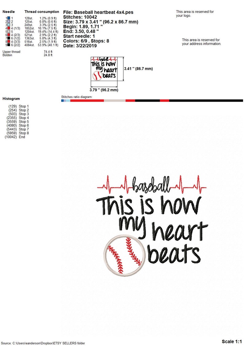 Baseball Heart Beat Machine Embroidery Design Instant Download 4x4 5x7 ...