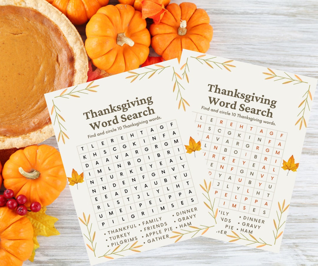 Thanksgiving Word Search Digital Download for Children Holiday ...