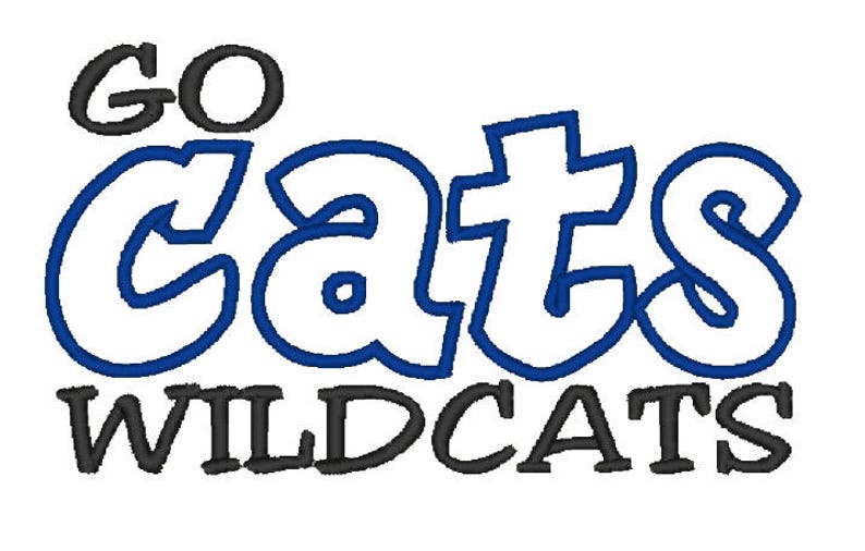 GO CATS Wildcats 4x4 7x5 10x6 Applique Machine Embroidery Design Team ...