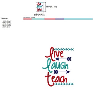 Live Laugh Teach Machine Embroidery Design 4X4 5X7 6X10 Instant ...