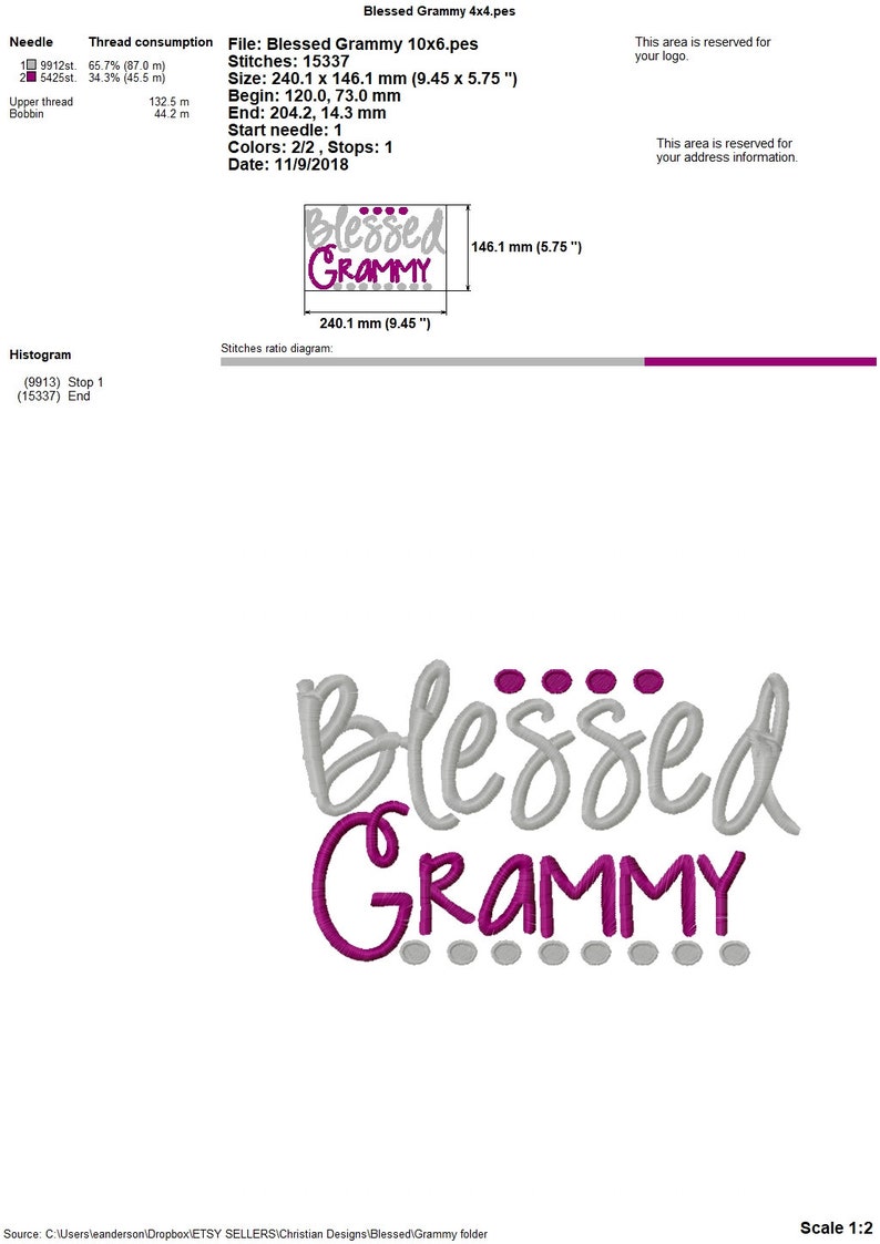 Blessed Grammy 4x4 5x7 6x10 Machine Embroidery Design Monogram - Etsy