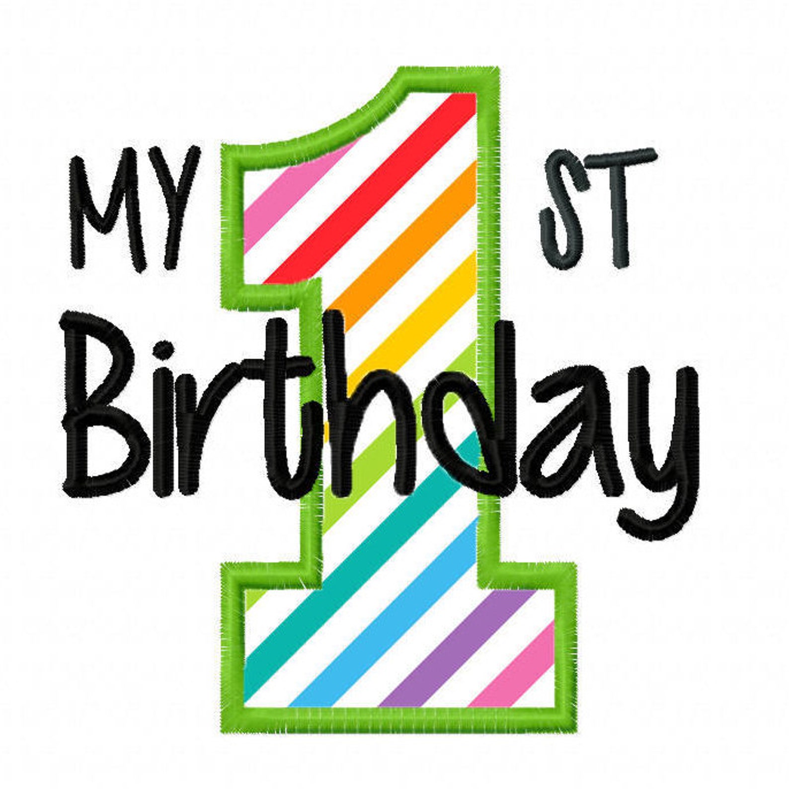 My 1st Birthday Applique Machine Embroidery Design 4x4 5x7 6x10 Instant ...