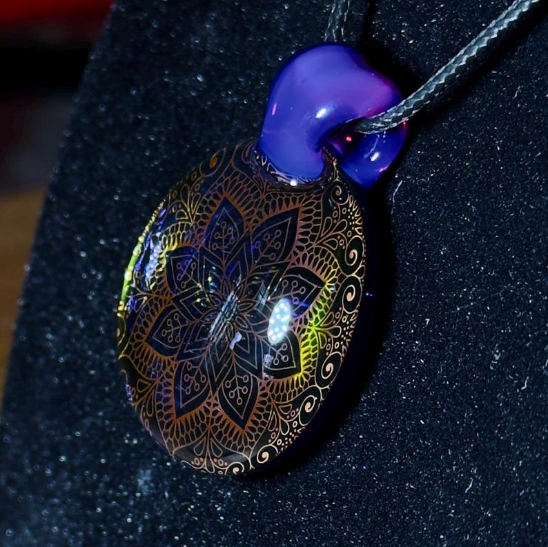 24k Gold Fume Blown Glass Reflection Pendant - Royal Jelly Cobalt Blue ...