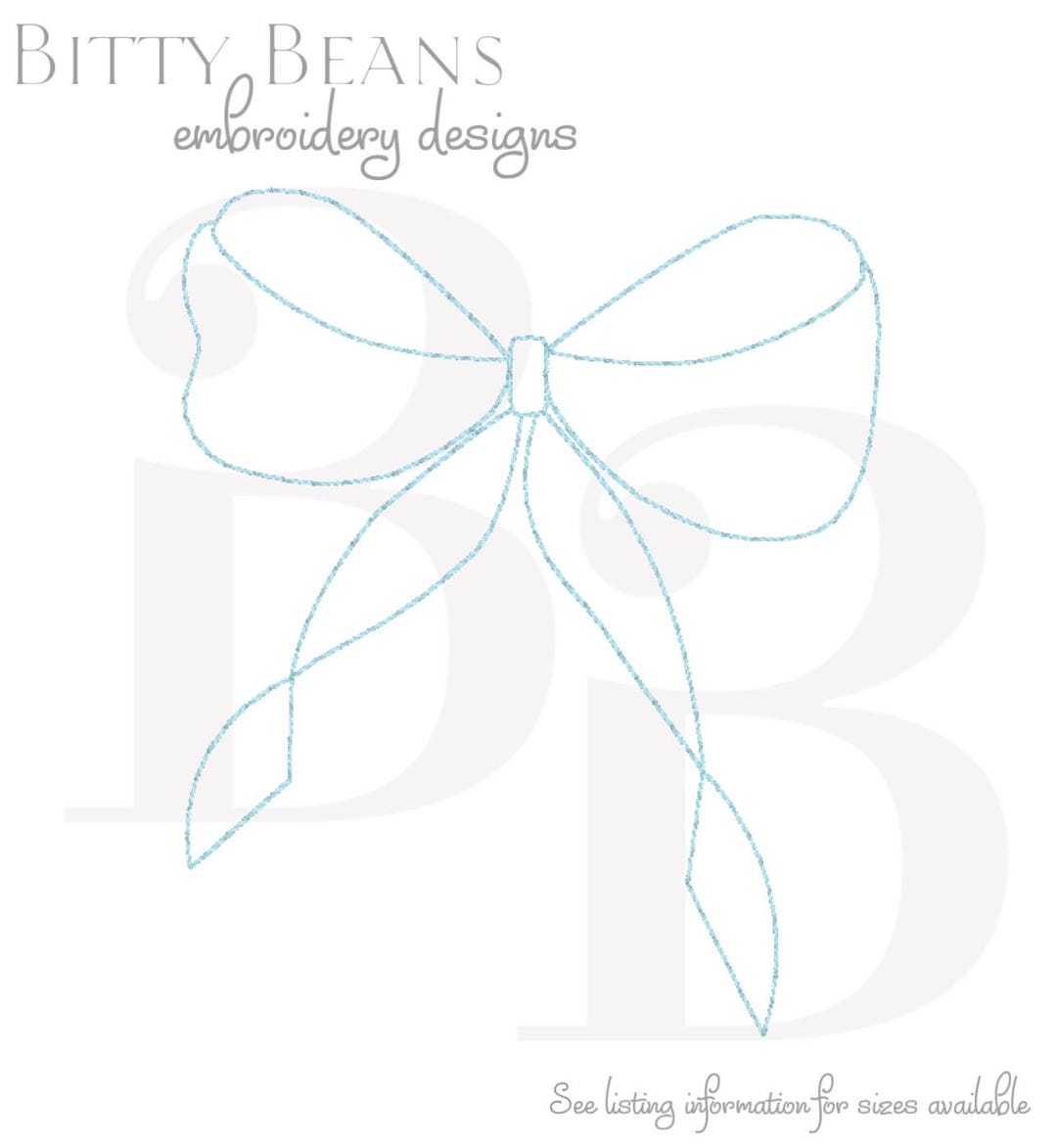 Bean Stitch Embroidery Bow - Blackwell Long Tail Design (digital ...