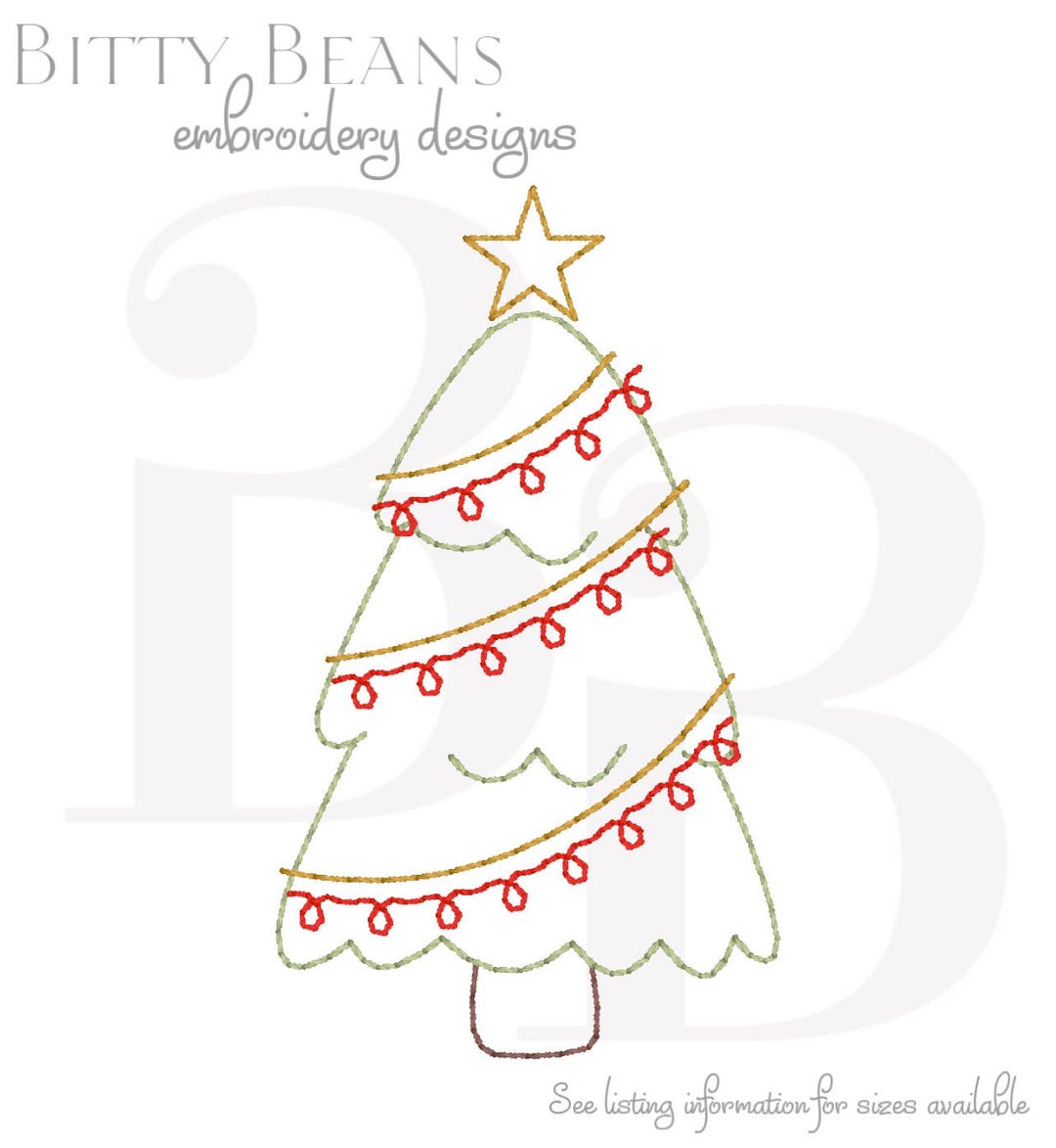 Christmas Tree Bean Stitch Embroidery Design (digital Product) - Etsy