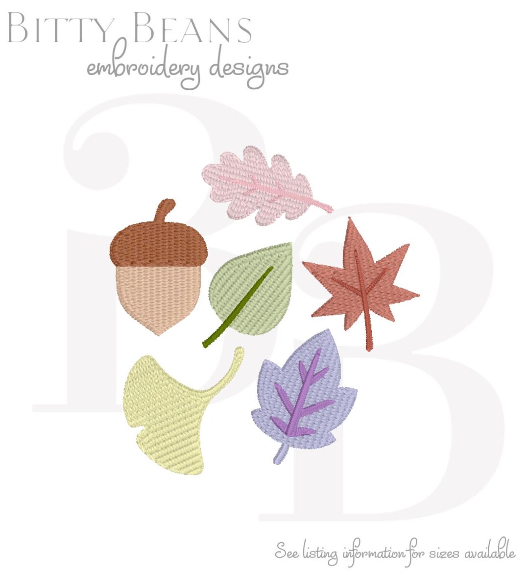 Fall Leaves and Acorn MINI FILL Set Classic Vintage Machine Embroidery ...