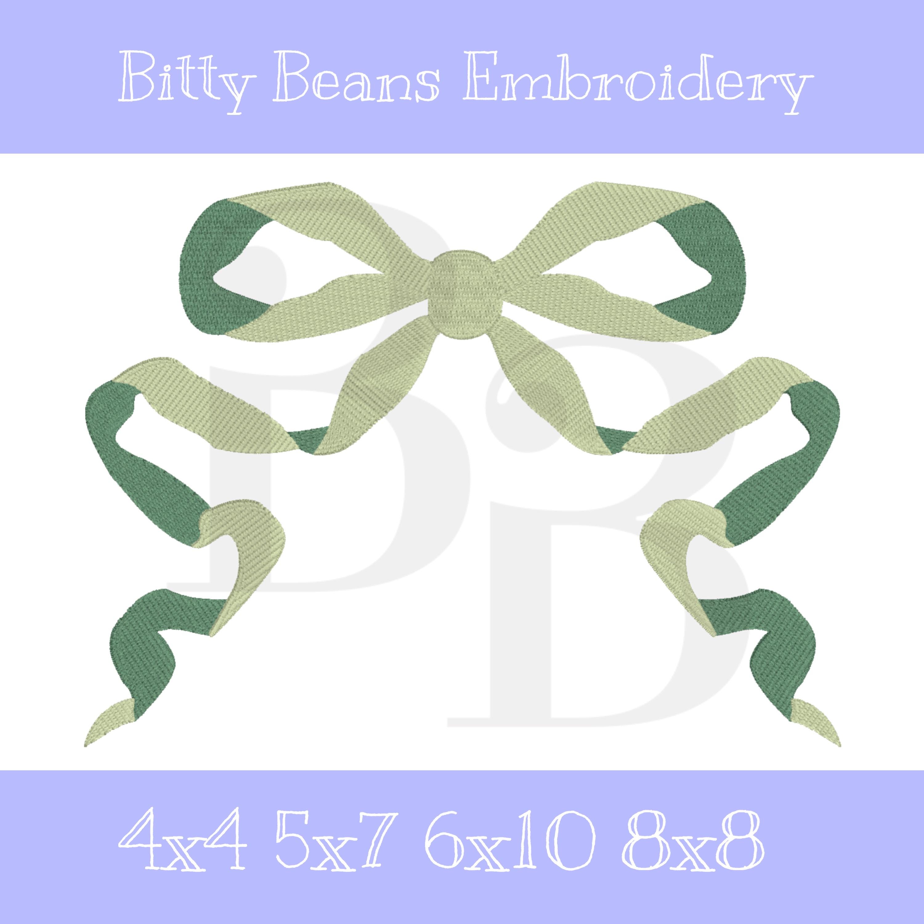 Embroidery Monogram Frame Bow: Two-tone Long Tail Design (digital ...