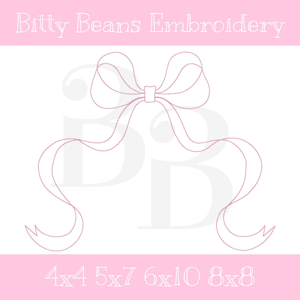 Bean Stitch Embroidery Bow Design: Monogram Frame (digital Download) - Etsy