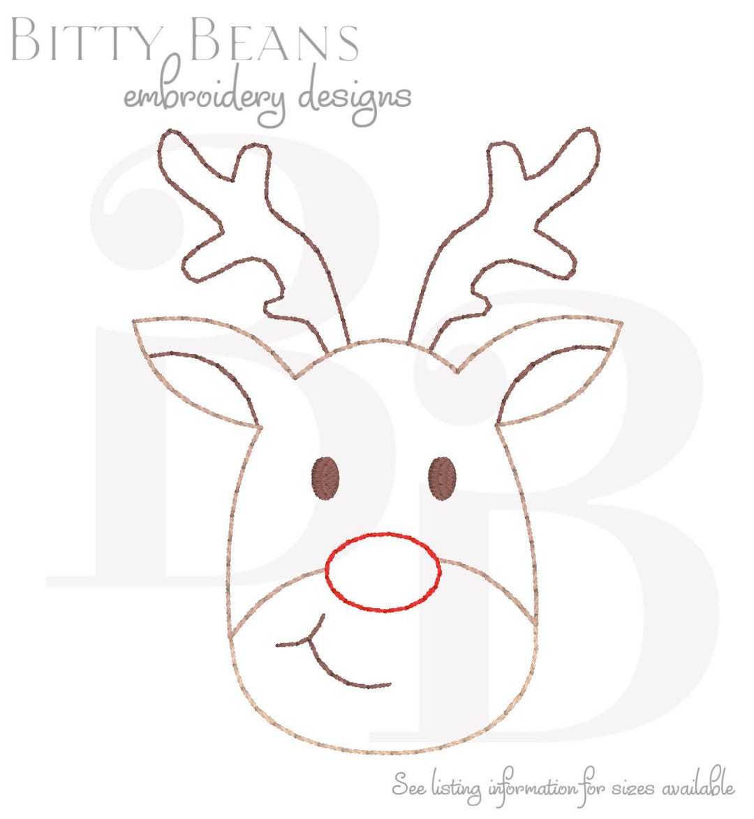 Christmas Reindeer Rudolph, Classic Vintage Machine Embroidery Design ...