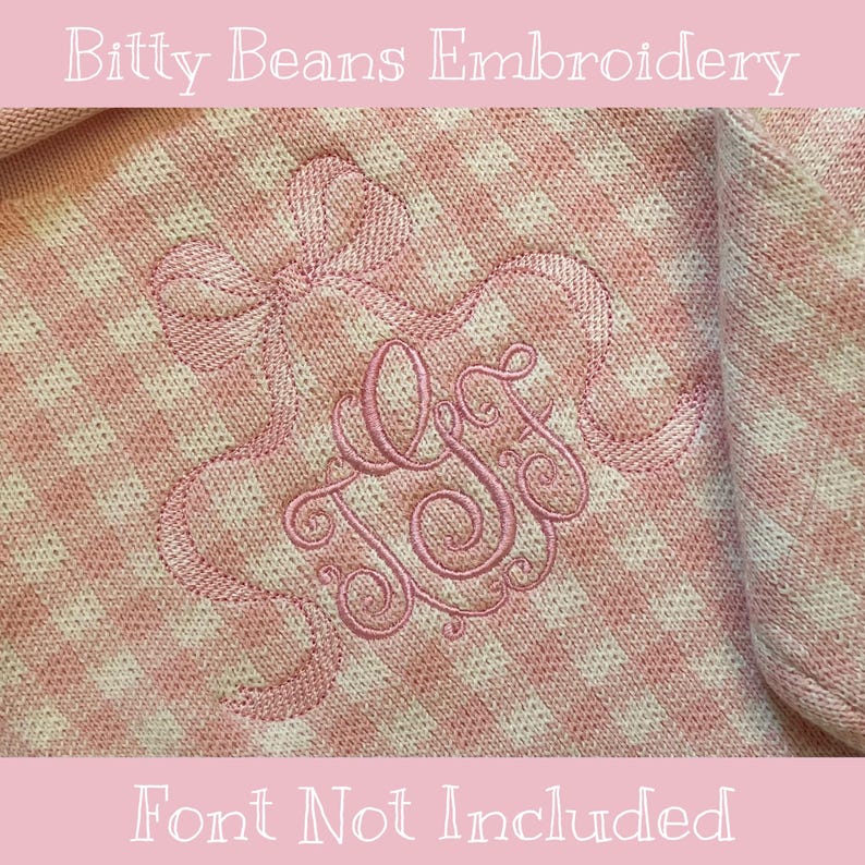 Embroidery Monogram Frame Bow: Long Tail Design (digital Product) - Etsy
