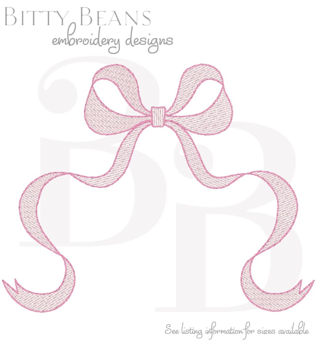 Embroidery Monogram Frame Bow: Long Tail Design (digital Product) - Etsy