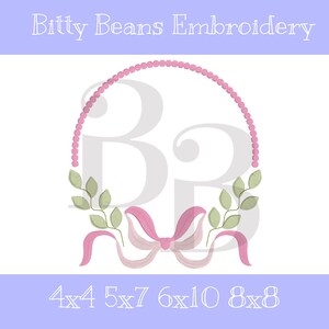 Charlotte Bow and Eucalyptus Embroidery Frame, Long Tail Two Tone Bow ...