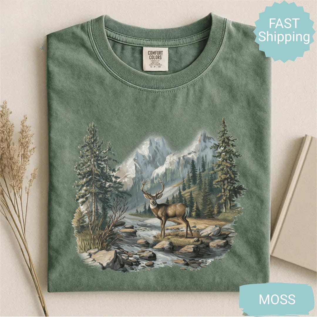 Comfort Colors® Retro Whitetail Buck Deer Shirt, 90s Vintage Mountain ...