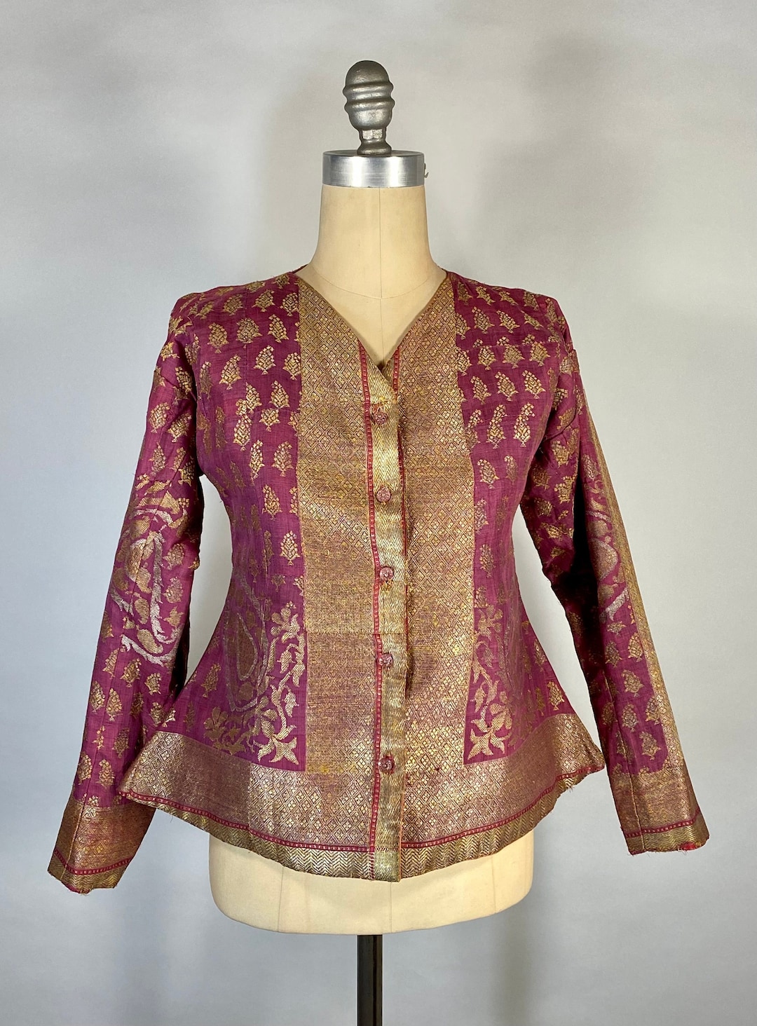 Antique/vintage Real Metal Metallic Woven Silk Asian Royalty Bodice - Etsy