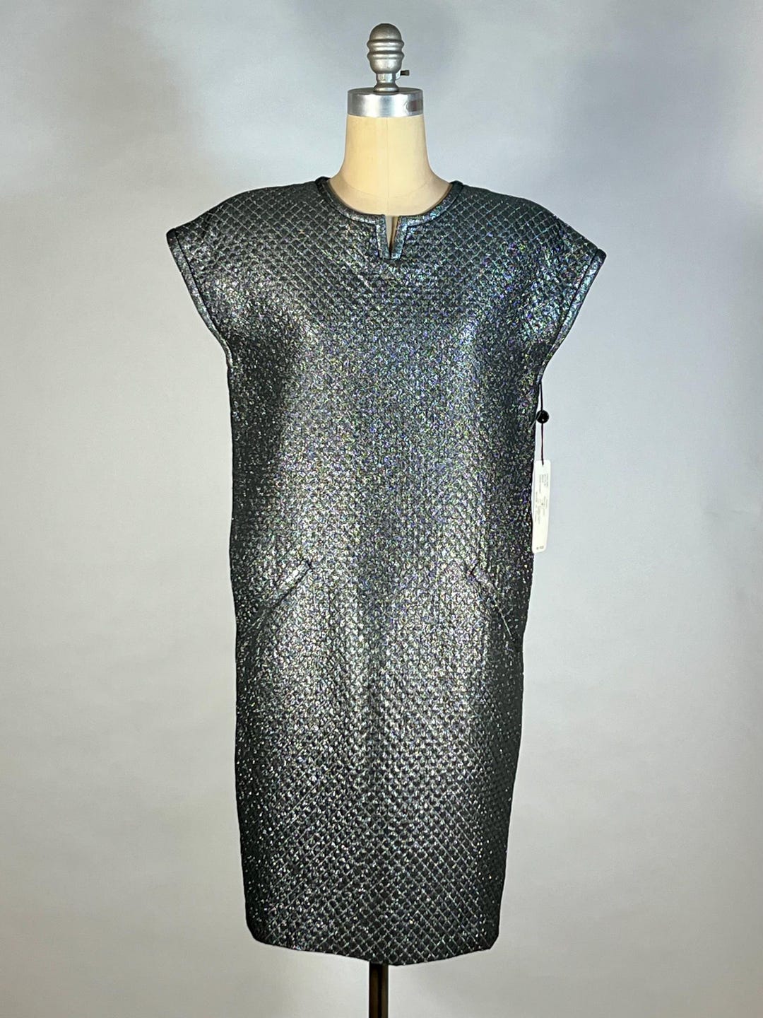 1980’s-90’s Futuristic Quilted Silver Metallic Lurex Dress - Etsy